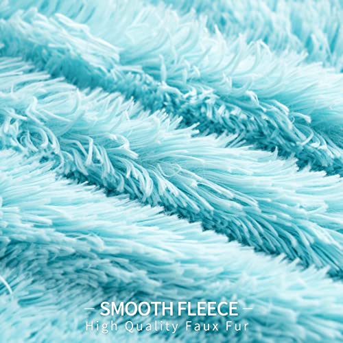 RECYCO Faux Fur Sherpa Throw Blanket Blue, Super Soft Fuzzy Fluffy Blankets Plush Warm Cozy Throw Reversible Comfy Thick Shaggy Sherpa Blanket for Couch Sofa Bed 50x60 Inches