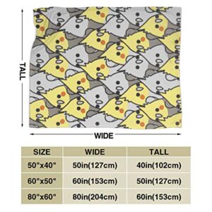 DIYAB Too Many Cockatiel Throw Blanket Micro Plush All Season Fleece TV Blanket for Bed or Couch 60 x 50 Inch/153 x 127 cm