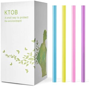 100 count 100% compostable pla jumbo smoothie straws-2/5" wide x 8 1/4" long ktob biodegradable colorful disposable drinking straws-eco friendly plant-based plastic milkshake straws