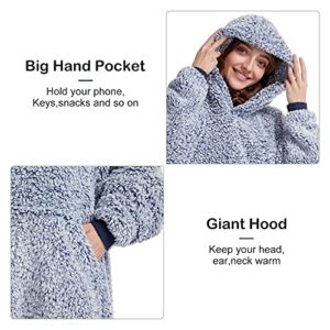 HORIMOTE HOME Cozy Sherpa Wearable Blanket Hoodie Mother s Day Gifts for Mom Gift Idea-Hooded Snuggle Blanket- Oversized Blanket Sweatshirt-Super Warm Light Weight, Blue