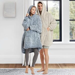 HORIMOTE HOME Cozy Sherpa Wearable Blanket Hoodie Mother s Day Gifts for Mom Gift Idea-Hooded Snuggle Blanket- Oversized Blanket Sweatshirt-Super Warm Light Weight, Blue