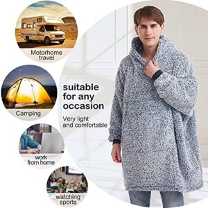 HORIMOTE HOME Cozy Sherpa Wearable Blanket Hoodie Mother s Day Gifts for Mom Gift Idea-Hooded Snuggle Blanket- Oversized Blanket Sweatshirt-Super Warm Light Weight, Blue