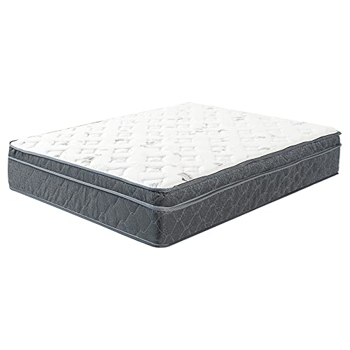 Nutan 13-Inch Extra Firm Foam Encased Eurotop Hybrid Mattress, Queen, Black