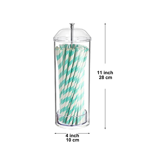 Youngever Straw Dispenser, Plastic Straw Holder with Lid, Drinking Straw Container with Lid