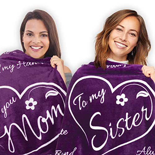 ButterTree Mom and Sister Blankets, Throw Blankets 65" x 50" (2-Pack, Purple)