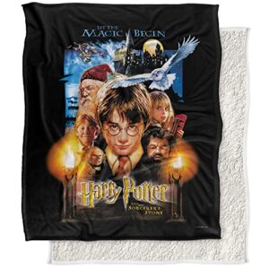 harry potter blanket, 50"x60", movie poster silky touch sherpa back super soft throw blanket