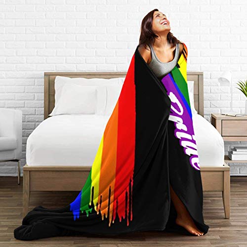 Rainbow Gay Lesbian Pride Fleece Blanket Throw Lightweight Blanket Super Soft Cozy Bed Warm Blanket for Living Room/Bedroom All Season