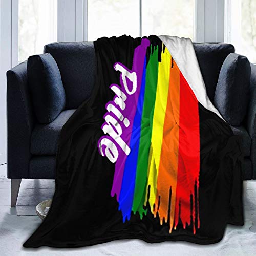 Rainbow Gay Lesbian Pride Fleece Blanket Throw Lightweight Blanket Super Soft Cozy Bed Warm Blanket for Living Room/Bedroom All Season