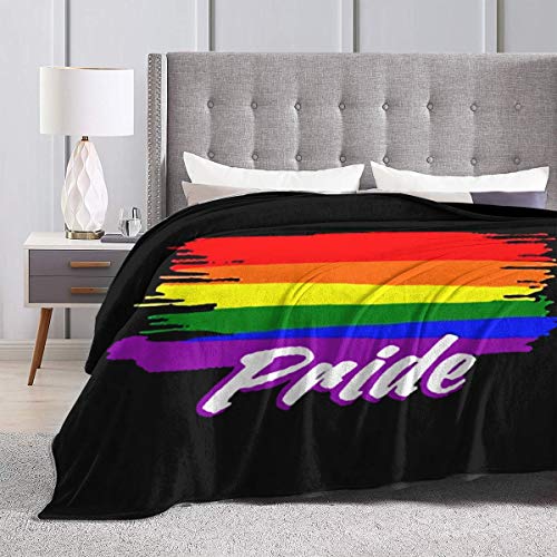 Rainbow Gay Lesbian Pride Fleece Blanket Throw Lightweight Blanket Super Soft Cozy Bed Warm Blanket for Living Room/Bedroom All Season