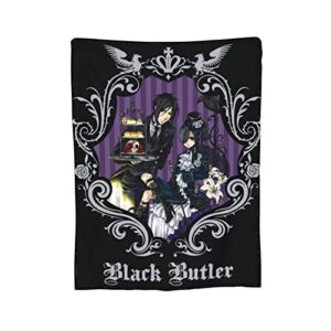 shandongqimingnongyeke Ultra Soft Flannel Fleece Throw Blanket for Kids Boys Adults,Black Butler Baton Lightweight Warm Winter Anti-Static Blankets for Bed Couch Sofa Living Room Bedroom