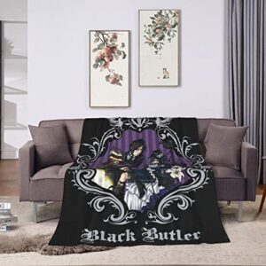 shandongqimingnongyeke Ultra Soft Flannel Fleece Throw Blanket for Kids Boys Adults,Black Butler Baton Lightweight Warm Winter Anti-Static Blankets for Bed Couch Sofa Living Room Bedroom