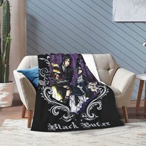 shandongqimingnongyeke Ultra Soft Flannel Fleece Throw Blanket for Kids Boys Adults,Black Butler Baton Lightweight Warm Winter Anti-Static Blankets for Bed Couch Sofa Living Room Bedroom