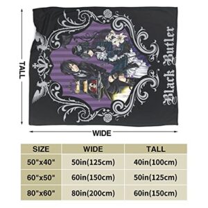 shandongqimingnongyeke Ultra Soft Flannel Fleece Throw Blanket for Kids Boys Adults,Black Butler Baton Lightweight Warm Winter Anti-Static Blankets for Bed Couch Sofa Living Room Bedroom