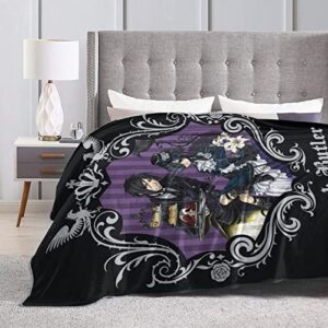 shandongqimingnongyeke Ultra Soft Flannel Fleece Throw Blanket for Kids Boys Adults,Black Butler Baton Lightweight Warm Winter Anti-Static Blankets for Bed Couch Sofa Living Room Bedroom