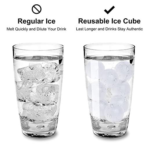 Tngan Reusable Ice Cube, 75 Pack Plastic Round Ice Cube for Drinks Refreezable BPA Free, Washable Permanent Ice Ball for Cocktails, Whiskey, Wine, Coffee Non-Melting (Transparent)