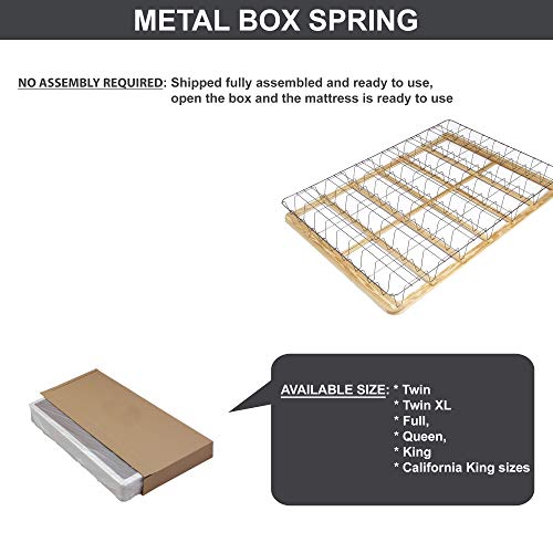 Continental Mattress Queen Size 4" Fully Assembled Coil Box Spring for Mattress, Hollywood Collection