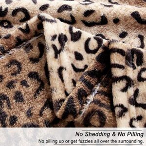 Viviland Flannel Fleece Blanket Throw Size 50x60, 280 GSM Lightweight Blanket for Couch Sofa Bed, Super Soft Cozy Warm Blanket, Leopard Print