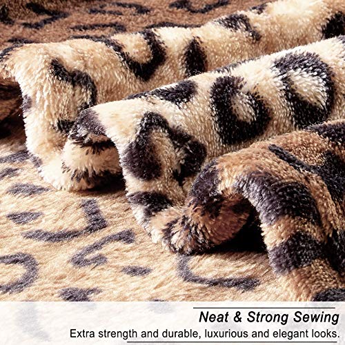 Viviland Flannel Fleece Blanket Throw Size 50x60, 280 GSM Lightweight Blanket for Couch Sofa Bed, Super Soft Cozy Warm Blanket, Leopard Print