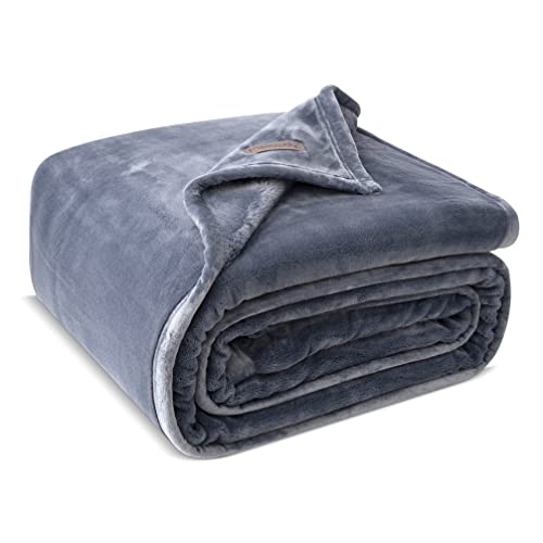 Mellowdy Extra Thick Hearty Plush Flannel Blanket (Dark Grey, 90x90) - 500GSM Queen Size Warm Blanket for Winter, Fall | Soft, Fluffy, Cuddly, Perfect for Bed, Oversized Throw for Couch, Sofa