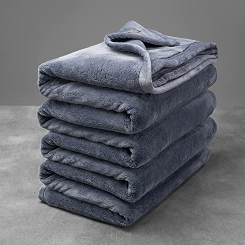 Mellowdy Extra Thick Hearty Plush Flannel Blanket (Dark Grey, 90x90) - 500GSM Queen Size Warm Blanket for Winter, Fall | Soft, Fluffy, Cuddly, Perfect for Bed, Oversized Throw for Couch, Sofa