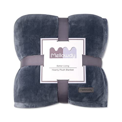 Mellowdy Extra Thick Hearty Plush Flannel Blanket (Dark Grey, 90x90) - 500GSM Queen Size Warm Blanket for Winter, Fall | Soft, Fluffy, Cuddly, Perfect for Bed, Oversized Throw for Couch, Sofa