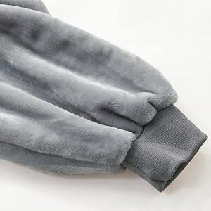 BEDELITE Fleece Wearable Blanket Hoodie with Sleeves and Pocket, Long Oversized Blanket for Women Men&Teen,plush size-Grey 53"x32"