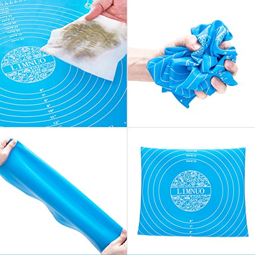 LIMNUO Silicone Pastry Mat Extra Thick Non Stick Baking Mat Non Stick Rolling Dough with Measurements-Non Slip,Kneading Mat, Counter Mat,Dough Rolling Mat,Oven Liner,Pie Crust Mat