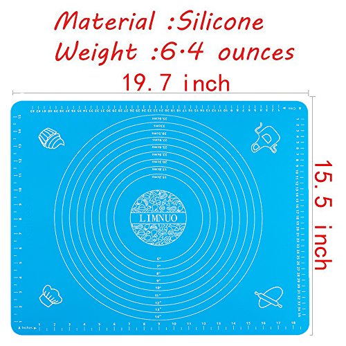 LIMNUO Silicone Pastry Mat Extra Thick Non Stick Baking Mat Non Stick Rolling Dough with Measurements-Non Slip,Kneading Mat, Counter Mat,Dough Rolling Mat,Oven Liner,Pie Crust Mat