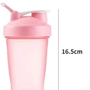 Shaker Bottle in Light Pink(Lid & Cup),Printed Scale Marks of 12 OZ & 400 ML,3 PCS 1.77" Non-Metal Blender Ball (Pink,Green,Purple),Anti-Leaking,BPA F