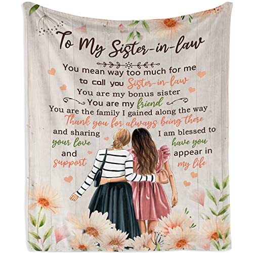 Mubpean Sister in Law Gifts Blanket - Sister in Law Birthday Gifts - Gifts for Sister in Law - Birthday Gifts for Sister in Law - Sister in Law Gifts for Women - Bonus Sister Gifts Blankets 60"x 50"