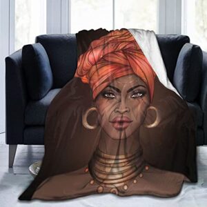 perinsto african american black woman throw blanket ultra soft warm all season decorative fleece blankets for bed chair car sofa couch bedroom 50"x40"