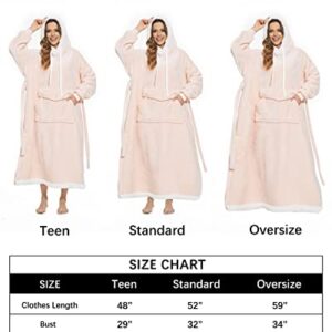 Long Wearable Blanket - Premium Fleece Blanket Hoodie Blanket with Sleeves 1PCS for Women Adult 5'5''-5'9'' Tall, Super Soft Warm Cozy Sleeved Throw with Arm, Gift for Mom Wife Daughter