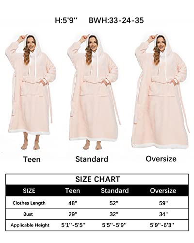 Long Wearable Blanket - Premium Fleece Blanket Hoodie Blanket with Sleeves 1PCS for Women Adult 5'5''-5'9'' Tall, Super Soft Warm Cozy Sleeved Throw with Arm, Gift for Mom Wife Daughter