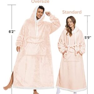 Long Wearable Blanket - Premium Fleece Blanket Hoodie Blanket with Sleeves 1PCS for Women Adult 5'5''-5'9'' Tall, Super Soft Warm Cozy Sleeved Throw with Arm, Gift for Mom Wife Daughter