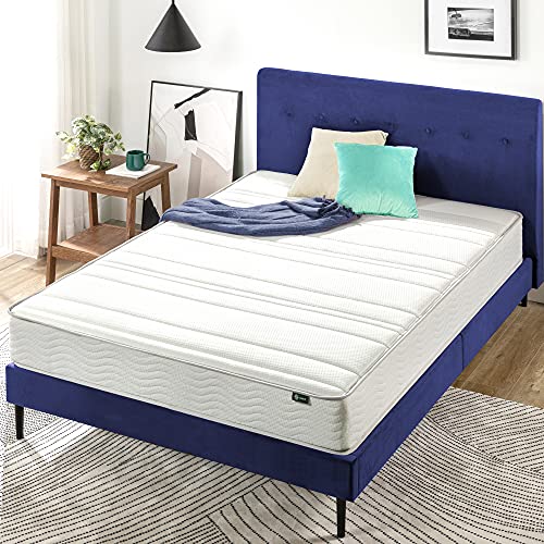 Zinus 8 Inch Foam and Spring Mattress, Queen & Shalini Upholstered Platform Bed Frame/Mattress Foundation/Wood Slat Support/No Box Spring Needed/Easy Assembly, Dark Grey, Queen