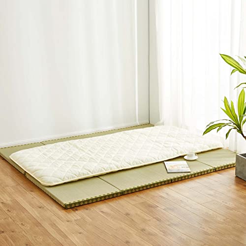 SAN MOTA Japanese Traditional Tatami Mattress, Folds in Three 79"x35"x1.2", Igusa Tatami Japanese Floor Mattress Rush Grass Tatami Mat, Non-Slip Comfortable Tatami Bed(100% Rush Grass)