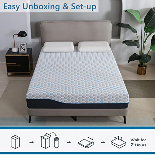 LIFERECORD 10 Inch Twin Size Mattress, Medium Feel Memory Foam Mattress, Gel Bamboo Charcoal Memory Foam Mattresses Regulates Temperature, Made in USA, Mattress in A Box, CertiPUR-US,SFT-10T