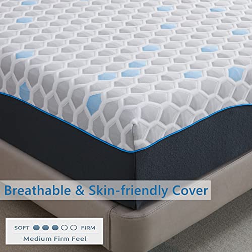 LIFERECORD 10 Inch Twin Size Mattress, Medium Feel Memory Foam Mattress, Gel Bamboo Charcoal Memory Foam Mattresses Regulates Temperature, Made in USA, Mattress in A Box, CertiPUR-US,SFT-10T