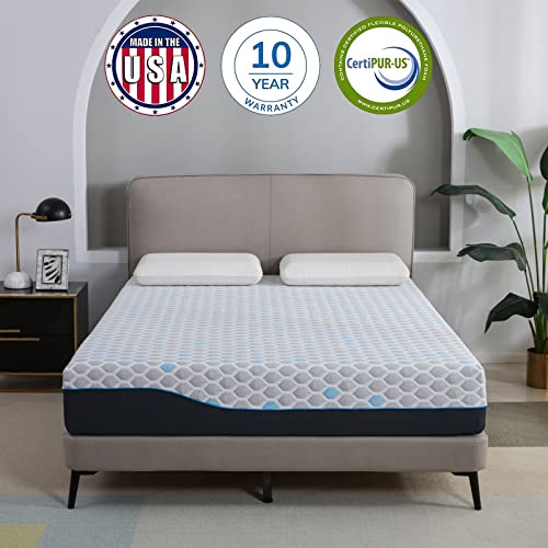 LIFERECORD 10 Inch Twin Size Mattress, Medium Feel Memory Foam Mattress, Gel Bamboo Charcoal Memory Foam Mattresses Regulates Temperature, Made in USA, Mattress in A Box, CertiPUR-US,SFT-10T