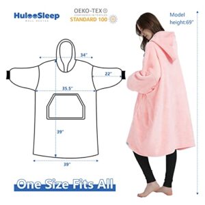 Huloo Sleep Wearable Blanket Hoodie for Women Men,Oversized Adult Cozy Warm Sherpa Fleece Hooded Sweatshirt,One Size Fits All,Pink