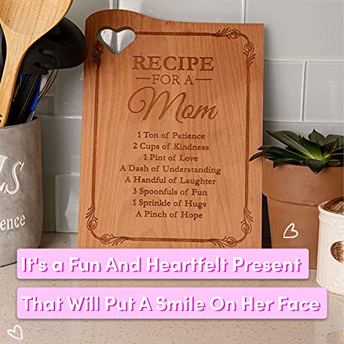 Wooden Cutting Boards for Mom 12 x 9" - Engraved with Mother's Poem - Kitchen Cutting Board Gift with a Heart Shaped Cut Out - Kitchen Presents for Christmas Gifts - Mom Gifts from Daughters