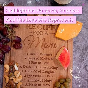 Wooden Cutting Boards for Mom 12 x 9" - Engraved with Mother's Poem - Kitchen Cutting Board Gift with a Heart Shaped Cut Out - Kitchen Presents for Christmas Gifts - Mom Gifts from Daughters