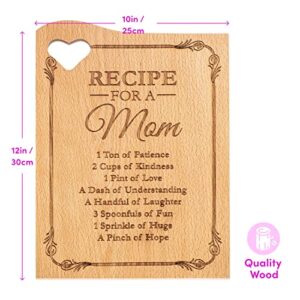 Wooden Cutting Boards for Mom 12 x 9" - Engraved with Mother's Poem - Kitchen Cutting Board Gift with a Heart Shaped Cut Out - Kitchen Presents for Christmas Gifts - Mom Gifts from Daughters