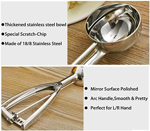 Saebye Medium Cookie Scoop, 2 Tbsp / 30ml / 1 oz, 1 25/32 inches / 4.5 CM Ball, 18/8 Stainless Steel, Secondary Polishing