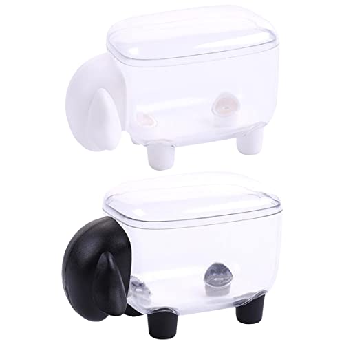 Cabilock 2pcs and Case Jewelry Storage Bowl Sheep Dispenser Qtip Lid Apothecary for Snack Cosmetic Cotton Containers Office Ball Acrylic Table Container Vanity Bathroom Gift Holders