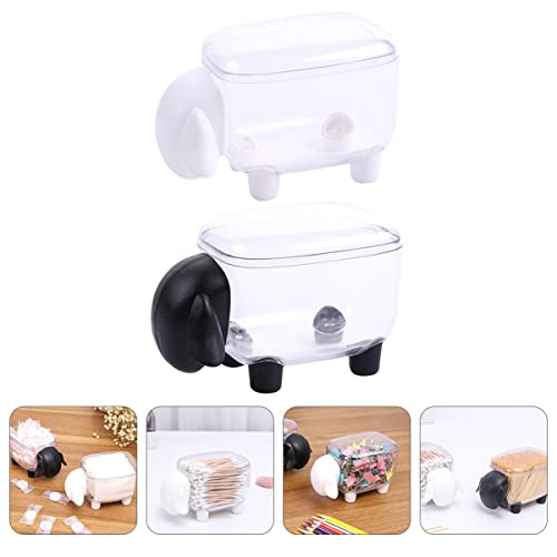 Cabilock 2pcs and Case Jewelry Storage Bowl Sheep Dispenser Qtip Lid Apothecary for Snack Cosmetic Cotton Containers Office Ball Acrylic Table Container Vanity Bathroom Gift Holders