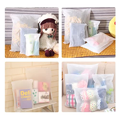 Clear Bags For Packaging,50PCS 7.87 * 11.81" Shirt Packaging Bags,3 Mil Frosted Slide Zip Plastic Bags With Vent Holes For Storing Clothing Underwear Socks Toys