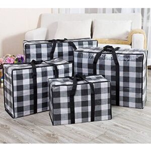 lightsaber plastic checkered storage laundry bag with handles,extra large moving bags,water resistant totes for clothes,moving 30*21 inch (4 pack)