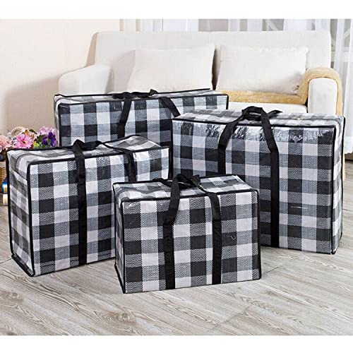 LIGhtsaber Plastic Checkered Storage Laundry Bag with Handles,Extra Large Moving Bags,Water Resistant Totes for Clothes,Moving 30*21 Inch (4 Pack)