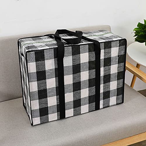 LIGhtsaber Plastic Checkered Storage Laundry Bag with Handles,Extra Large Moving Bags,Water Resistant Totes for Clothes,Moving 30*21 Inch (4 Pack)